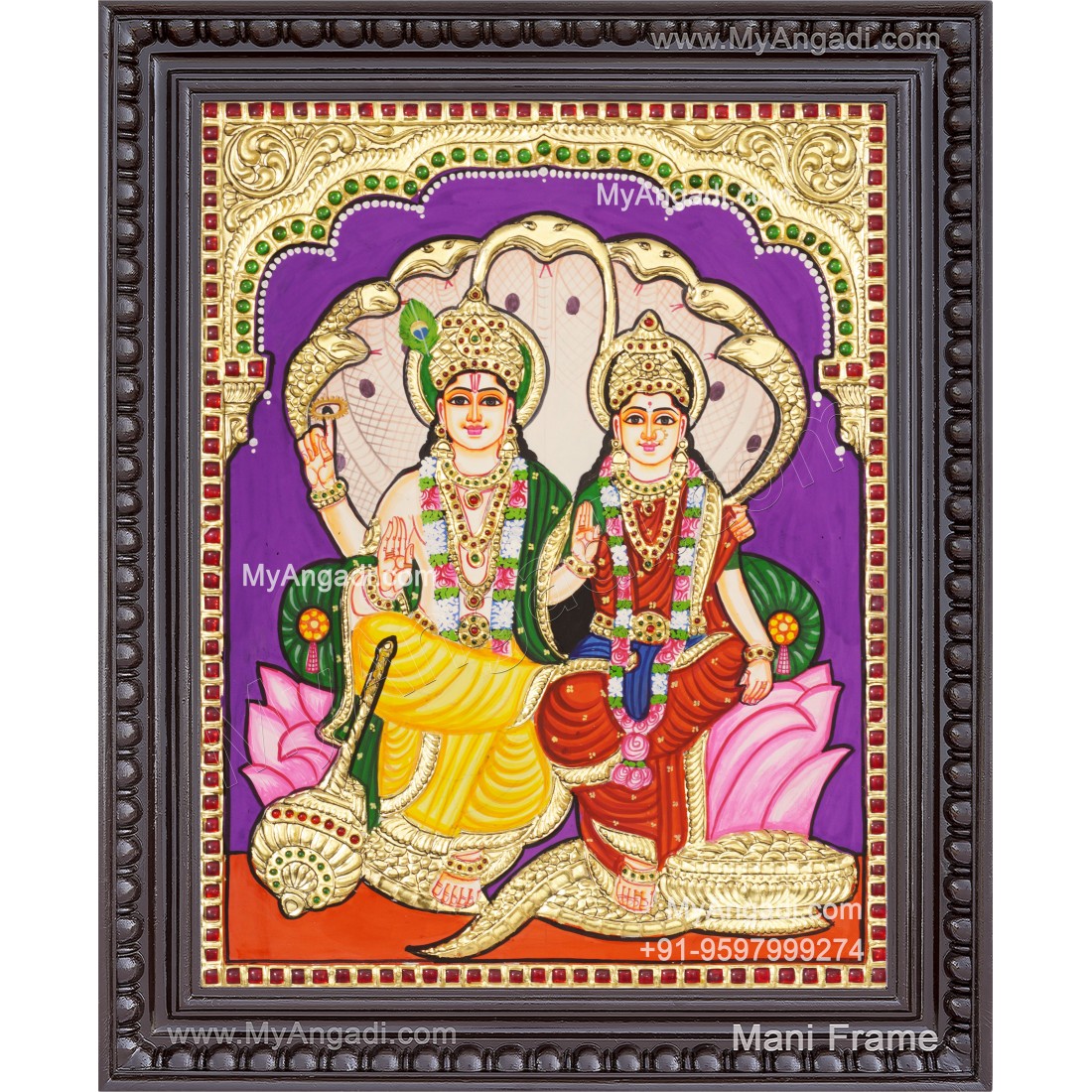 Vishnu and Lakshmi Tanjore Painting, Andal Tanjore Painting
