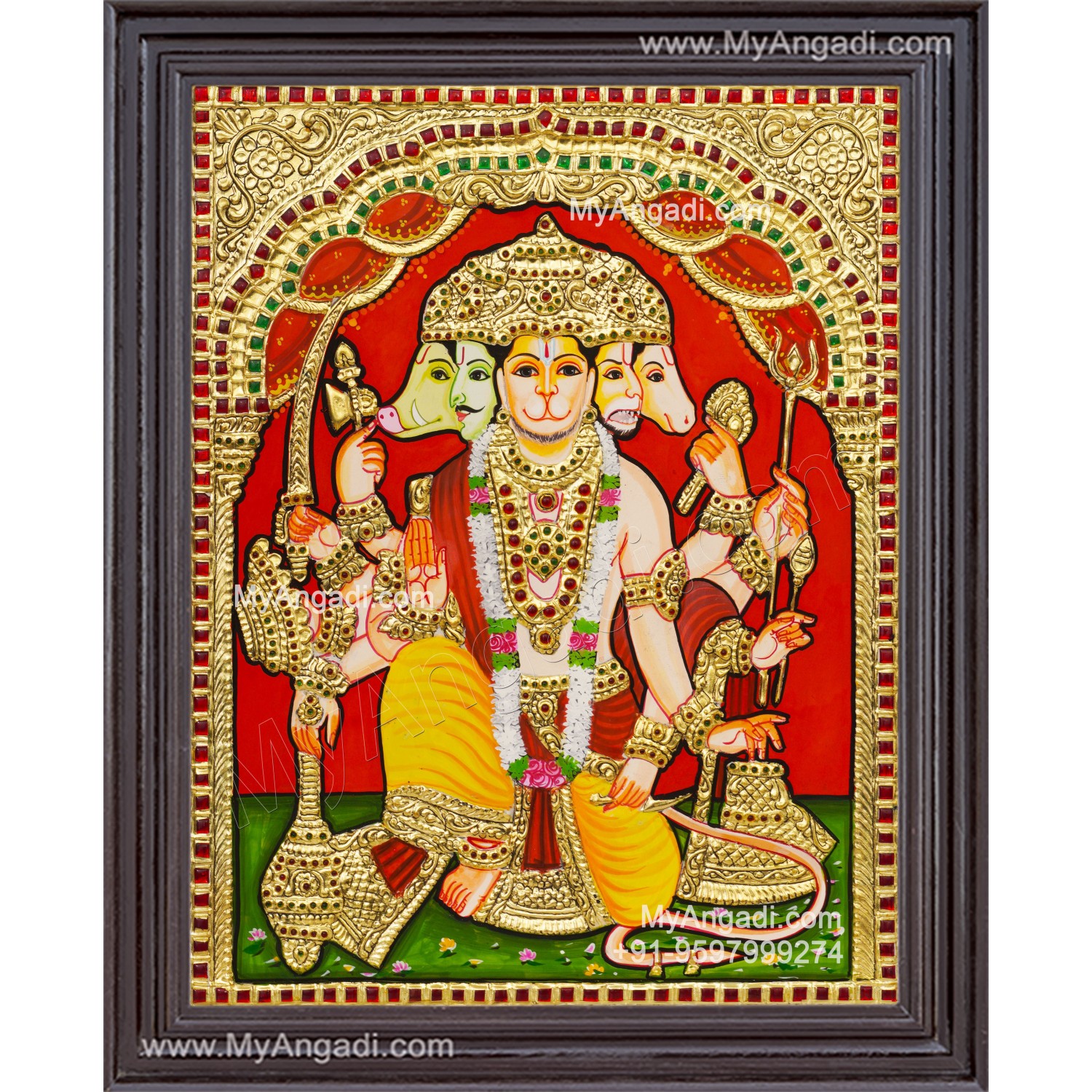 Panchamuga Hanuman Tanjore Painting - Buy Tanjore Paintings Online ...