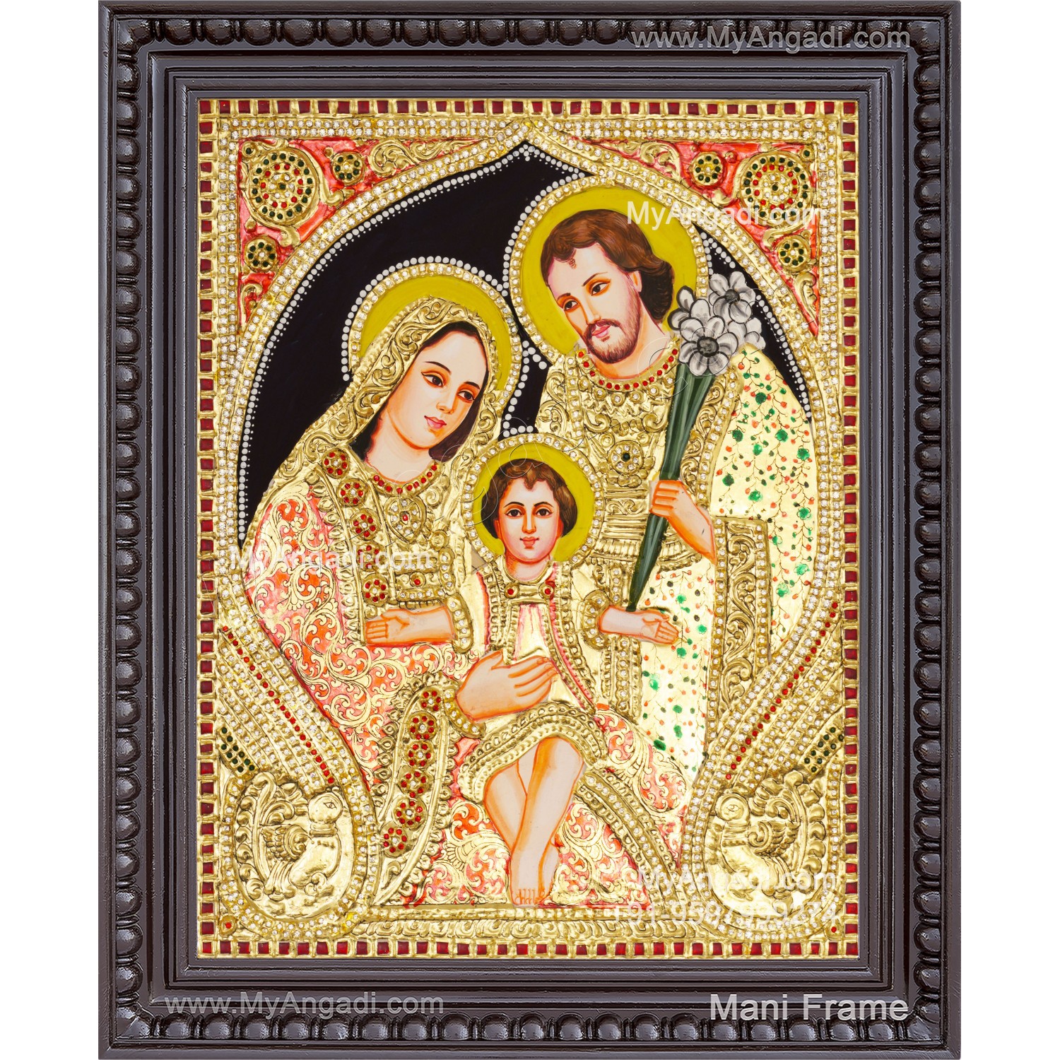 Mary with Jesus Christ Tanjore Painting