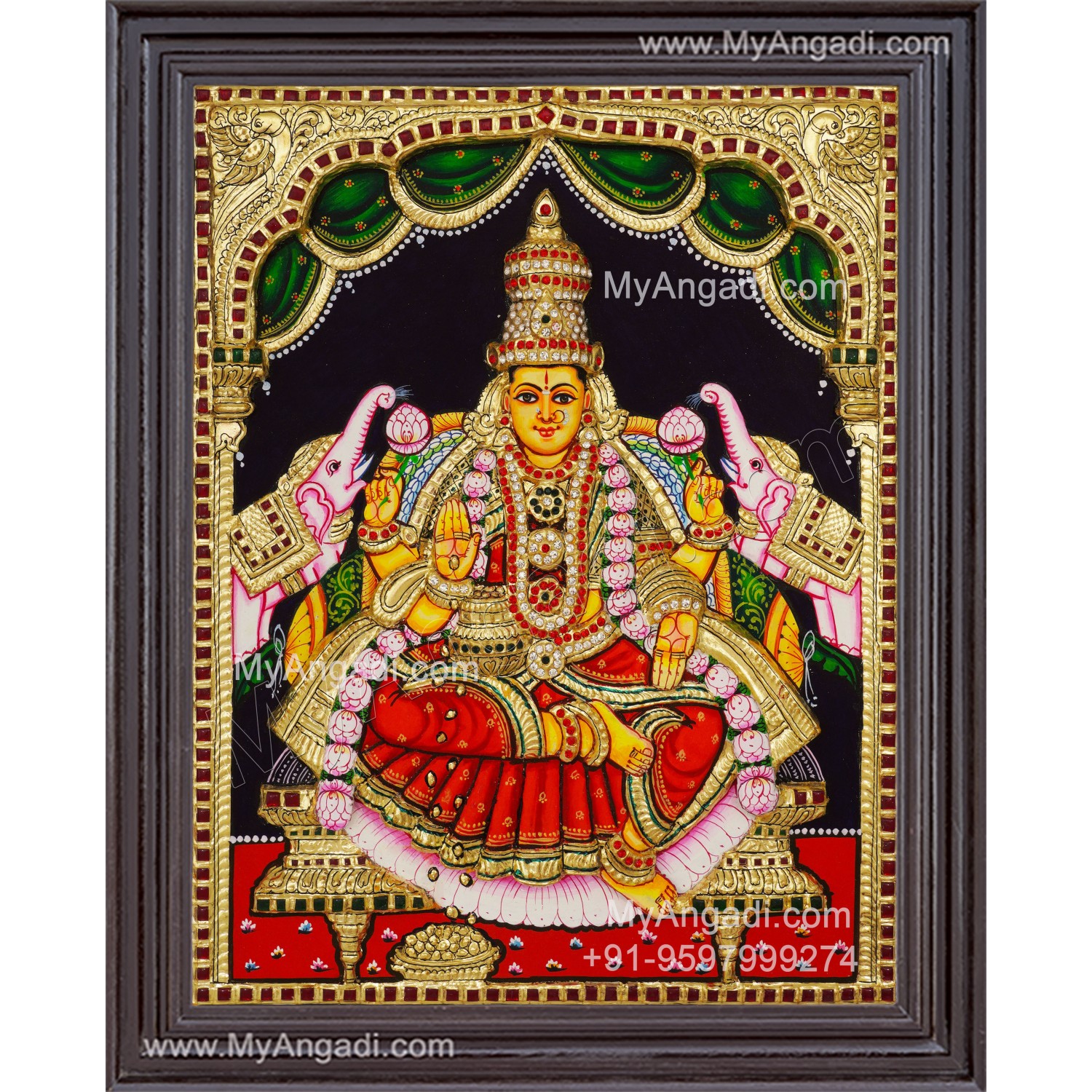 Gaja Lakshmi 3D Embossed Tanjore Painting, Buy Gajalakshmi 3D Embossed ...