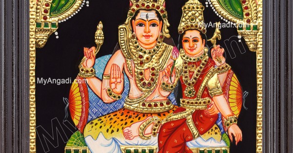 Shivan Parvathi devi Tanjore Painting