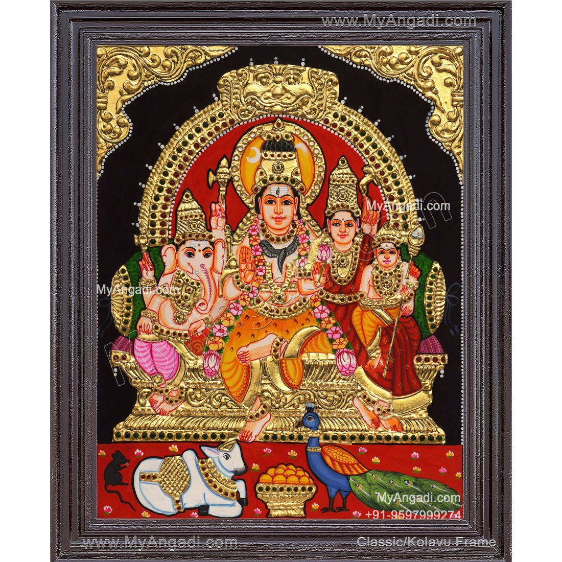 Shiva Parivar / Family Tanjore Painting