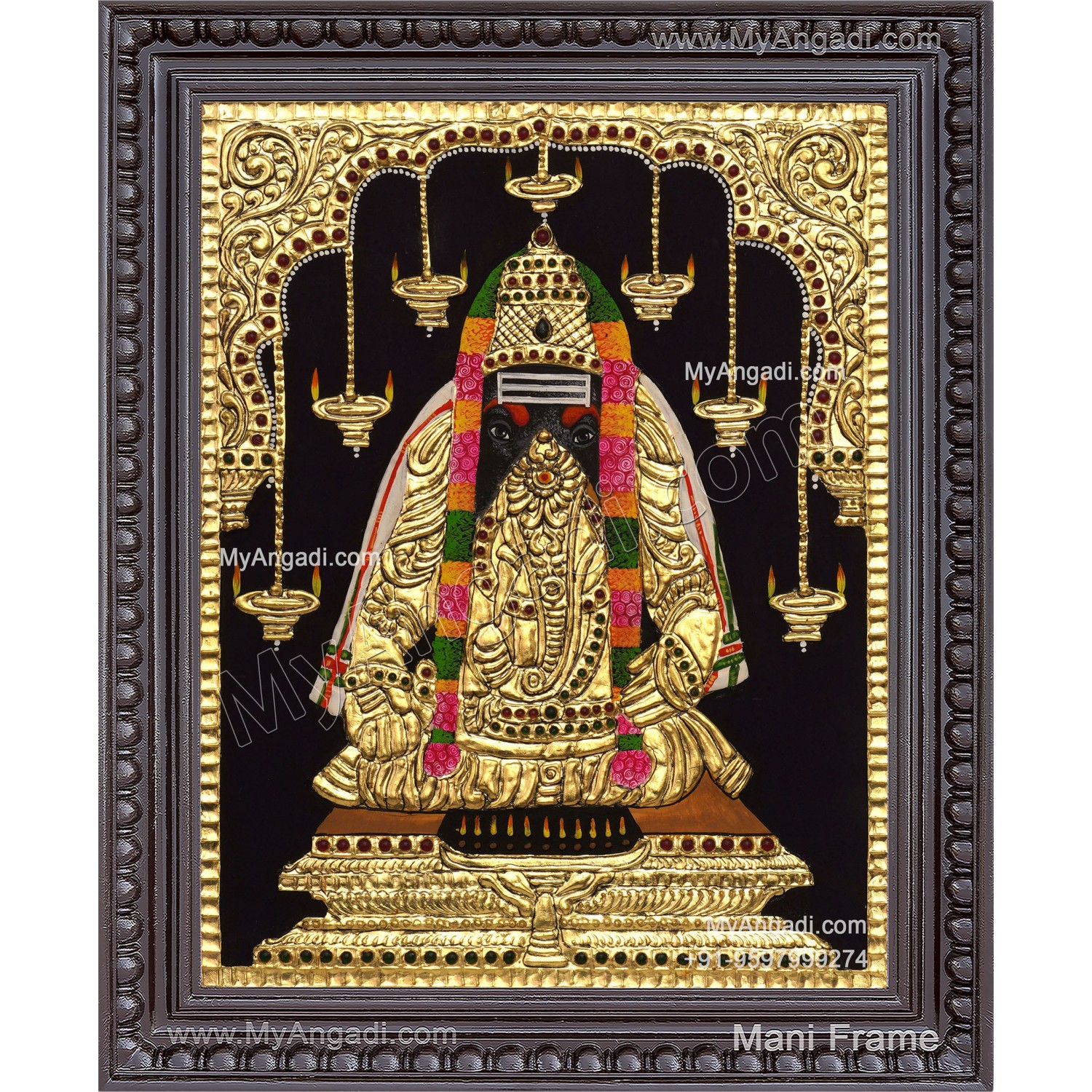 Pillaiyarpatti Karpaga vinayagar Tanjore Painting, Ganesha Tanjore Painting