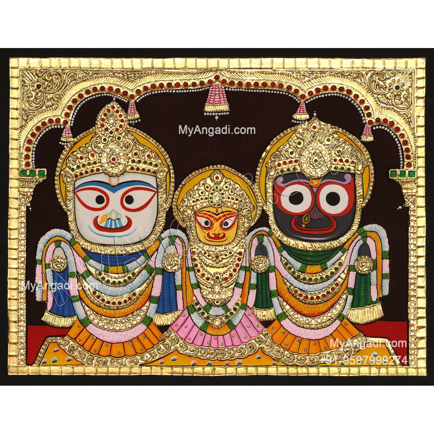 Iskon Krishna Balaram Subathra Tanjore Paintings, Iskon Krishna Balaram ...
