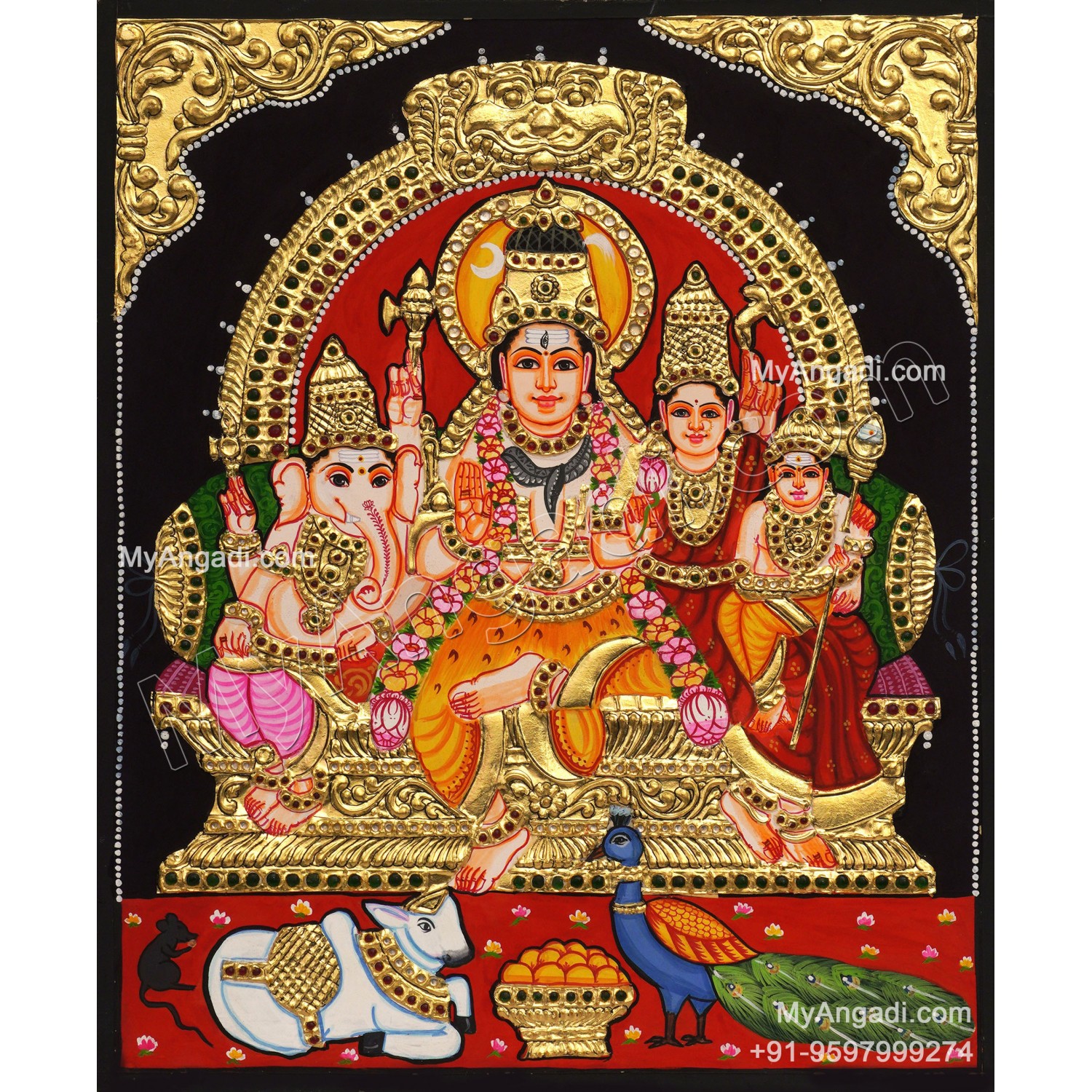 Shiva Parivar / Family Tanjore Painting
