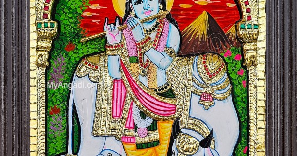 Cow Krishna Tanjore Painting