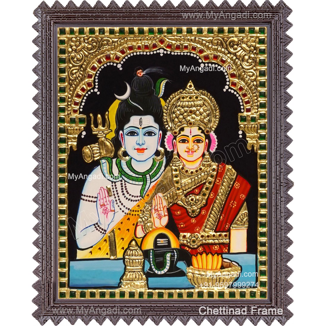 Shivan Parvathi Tanjore Painting