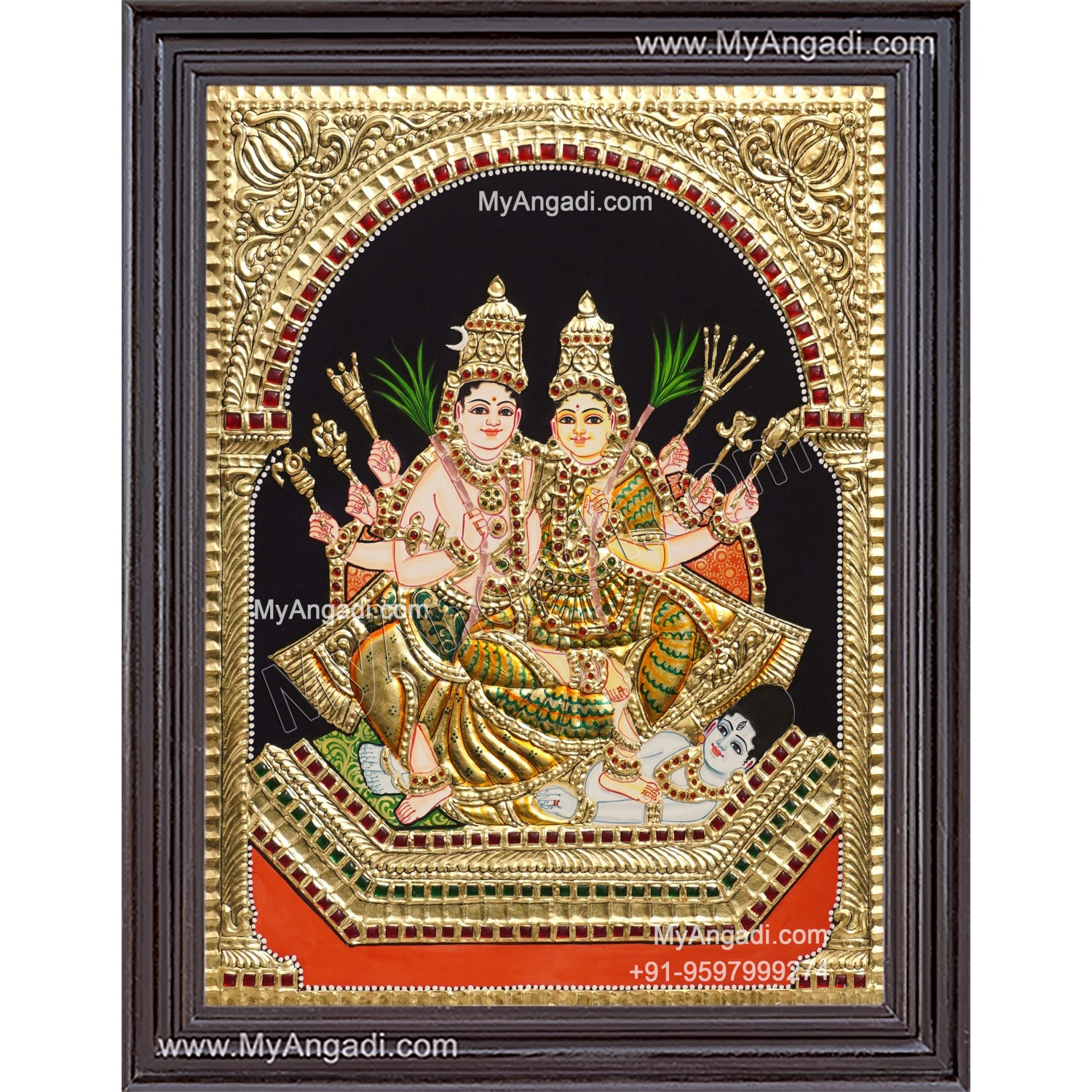 Kameshwara Kameshwari Tanjore Painting,Kuladeivam Tanjore Paintings