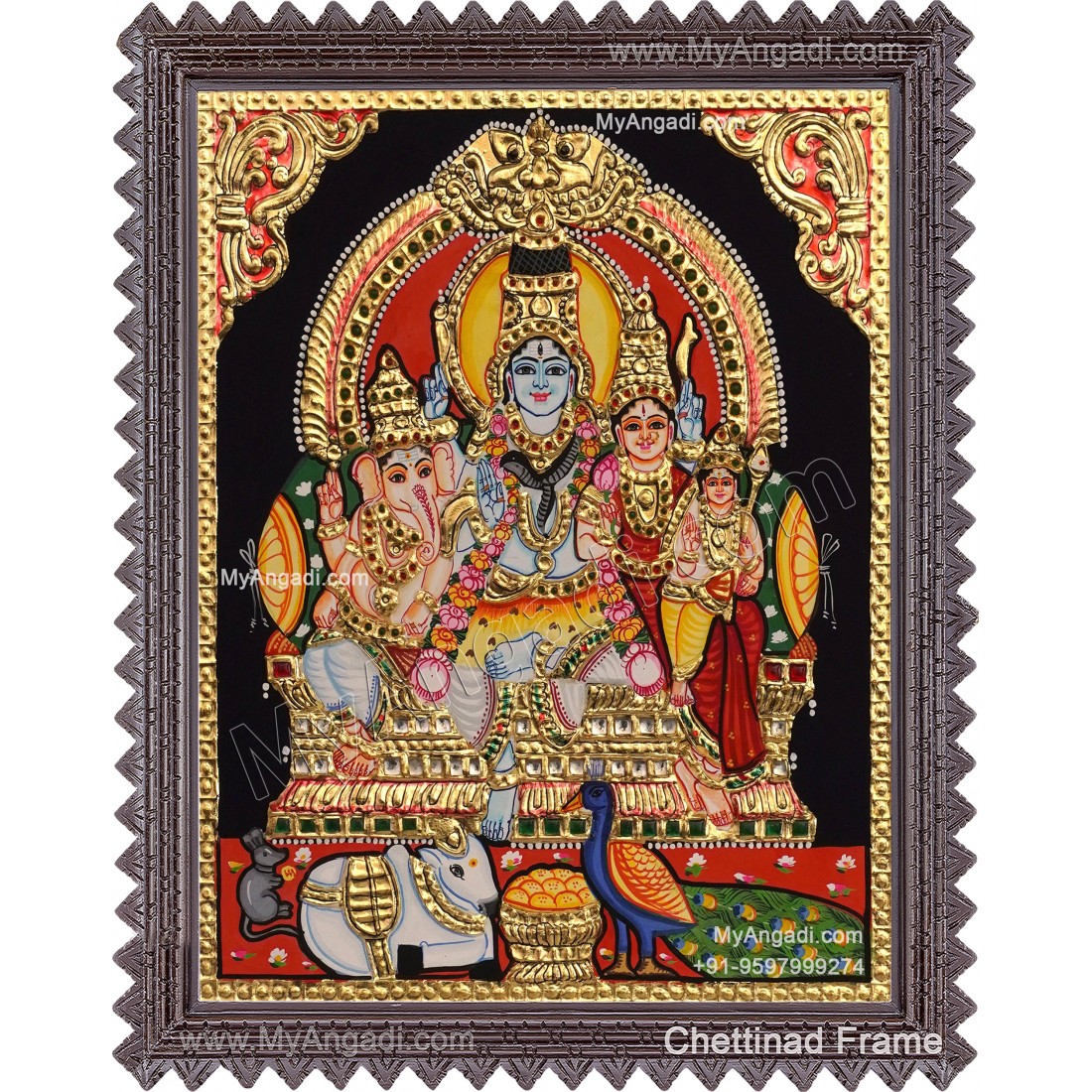 Shiva Parivar / Family Tanjore Painting