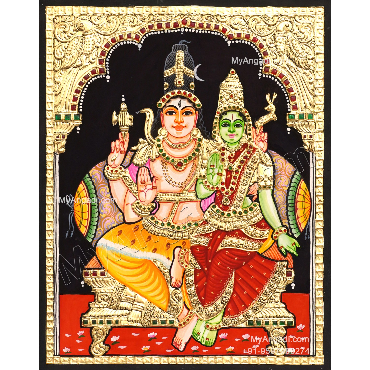 Shiva Parvathi Tanjore Painting