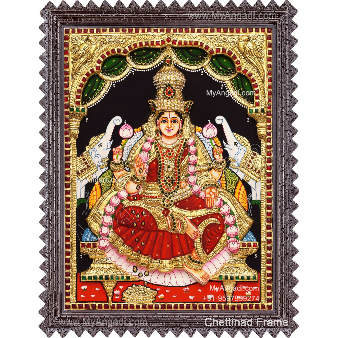 3D Gaja Lakshmi Tanjore Painting