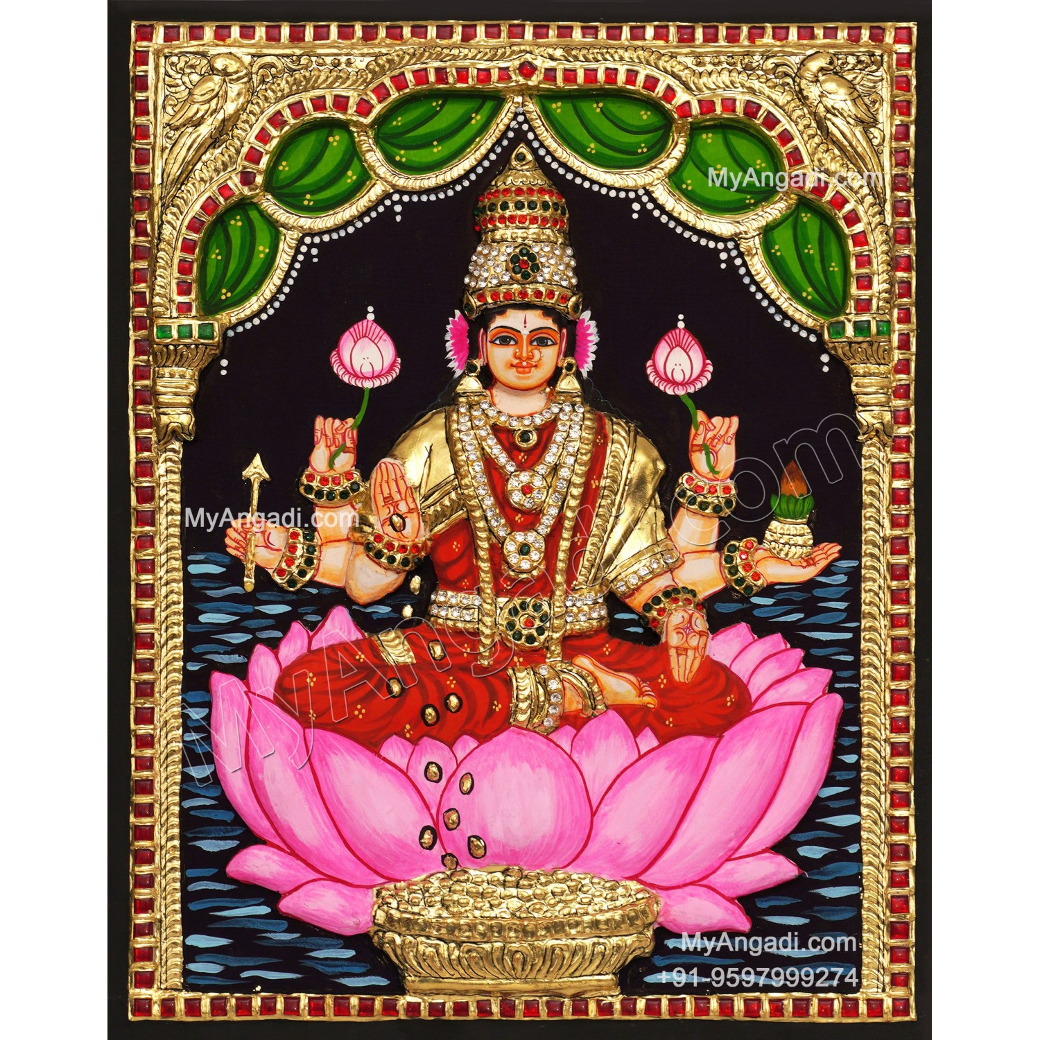 3D Lakshmi Devi Tanjore Painting