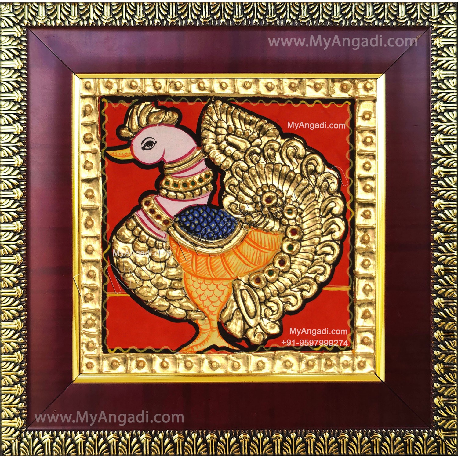 Small Peacock Tanjore Paintings