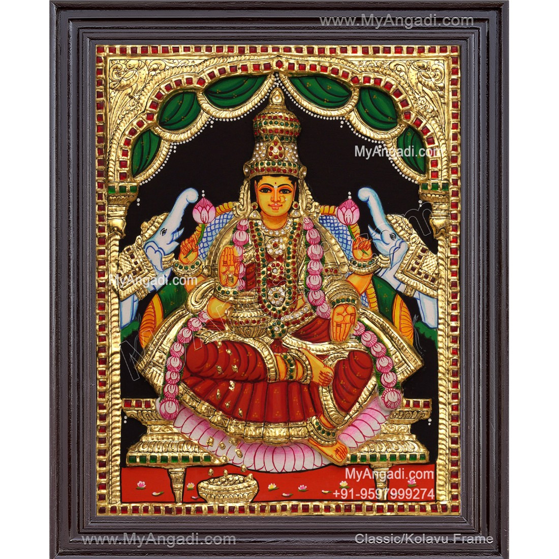 Gaja Lakshmi 3D Embossed Tanjore Painting, Buy Gajalakshmi 3D Embossed ...
