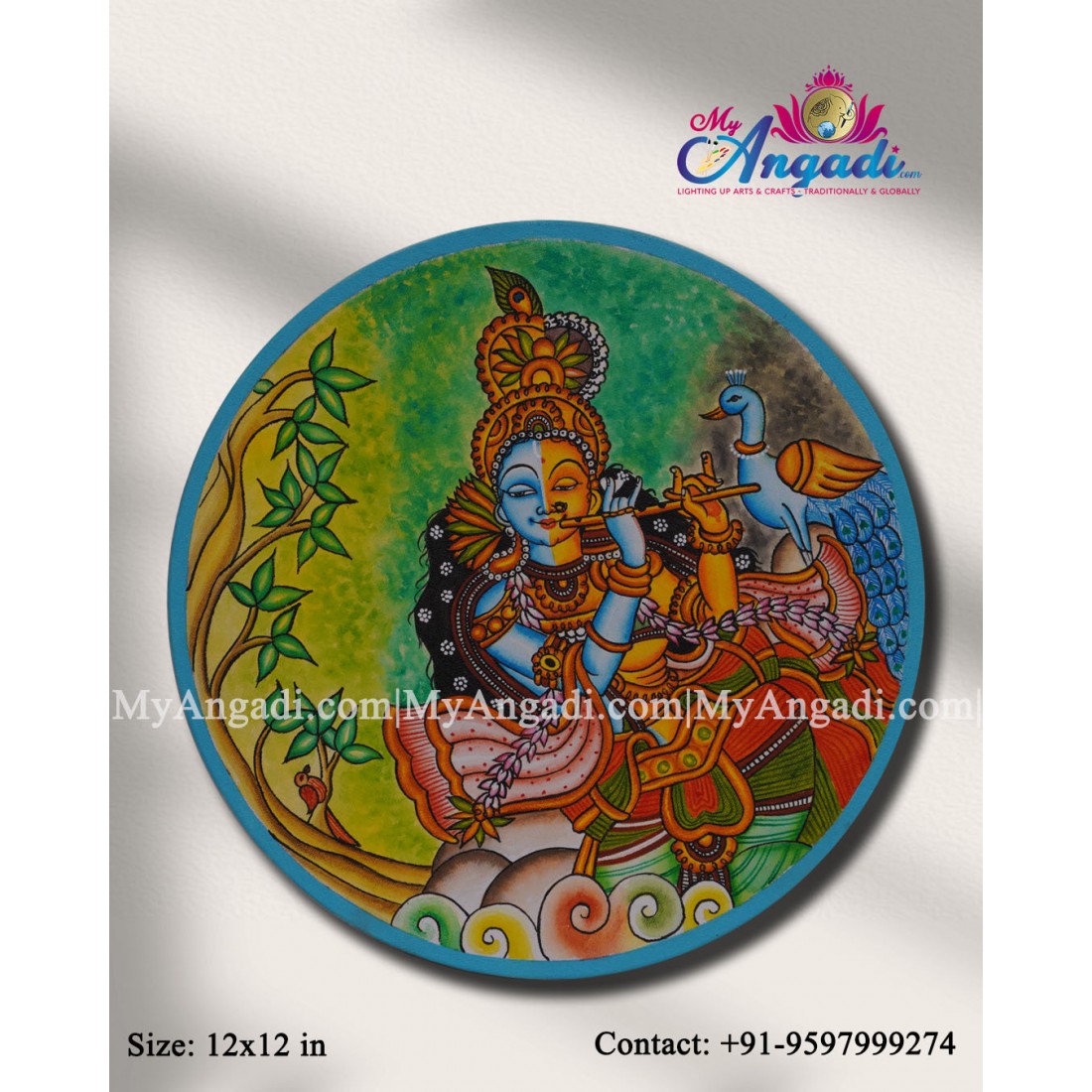 Radha Krishna Round Mural Painting