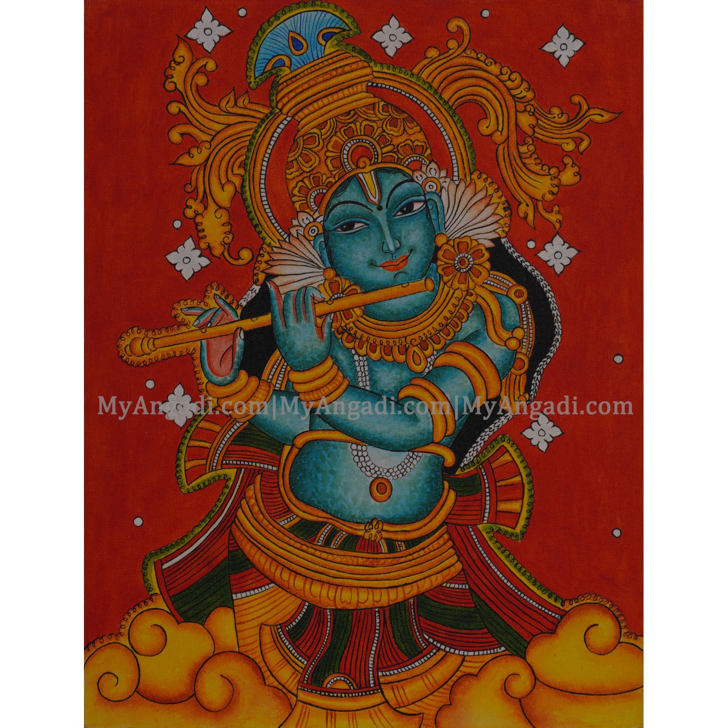 Flute Krishna mural Painting