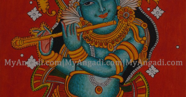 Flute Krishna mural Painting