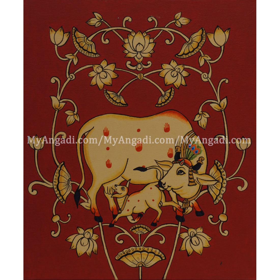 Pichwai Lotus Blue Canvas Painting