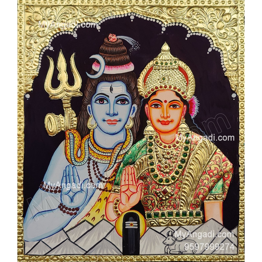 Shivan Parvathi devi Tanjore Painting
