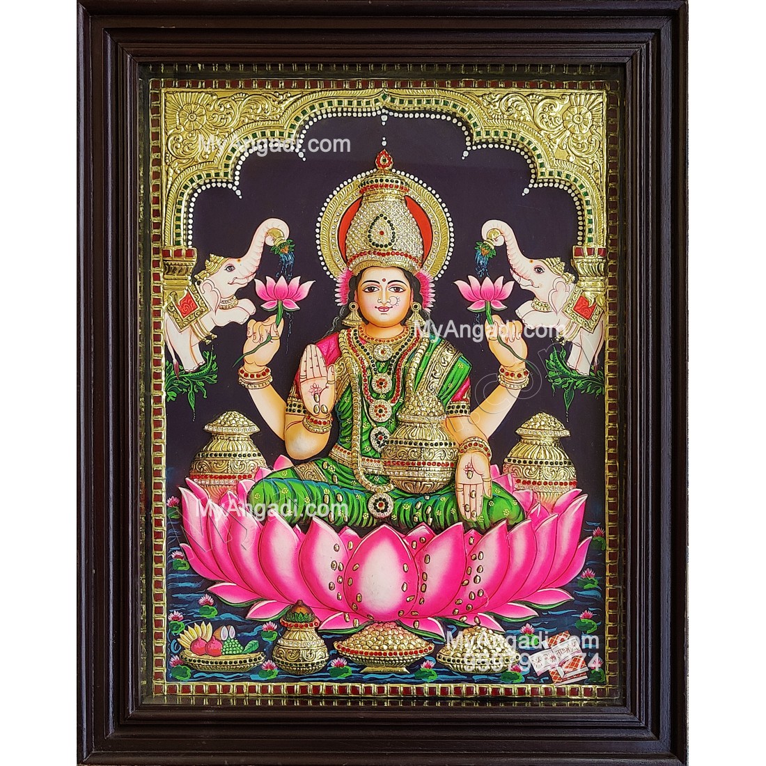 Gaja Lakshmi 3D Embossed Tanjore Painting, Buy Gajalakshmi 3D Embossed ...