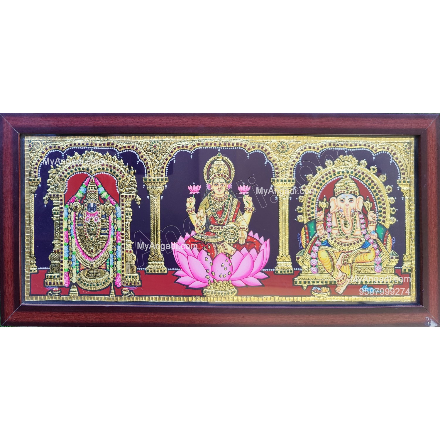Panel Balaji Lakshmi Ganesha Tanjore Painting , Panel Balaji ...