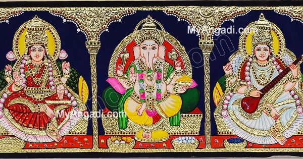 5 Panel Balaji Lakshmi Murugan Ganesha Saraswathi Tanjore Painting ...