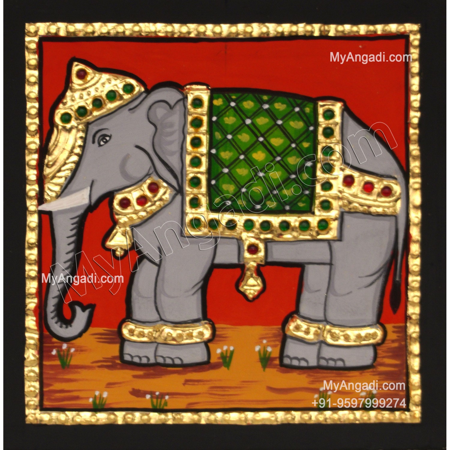 Elephant Tanjore Painting