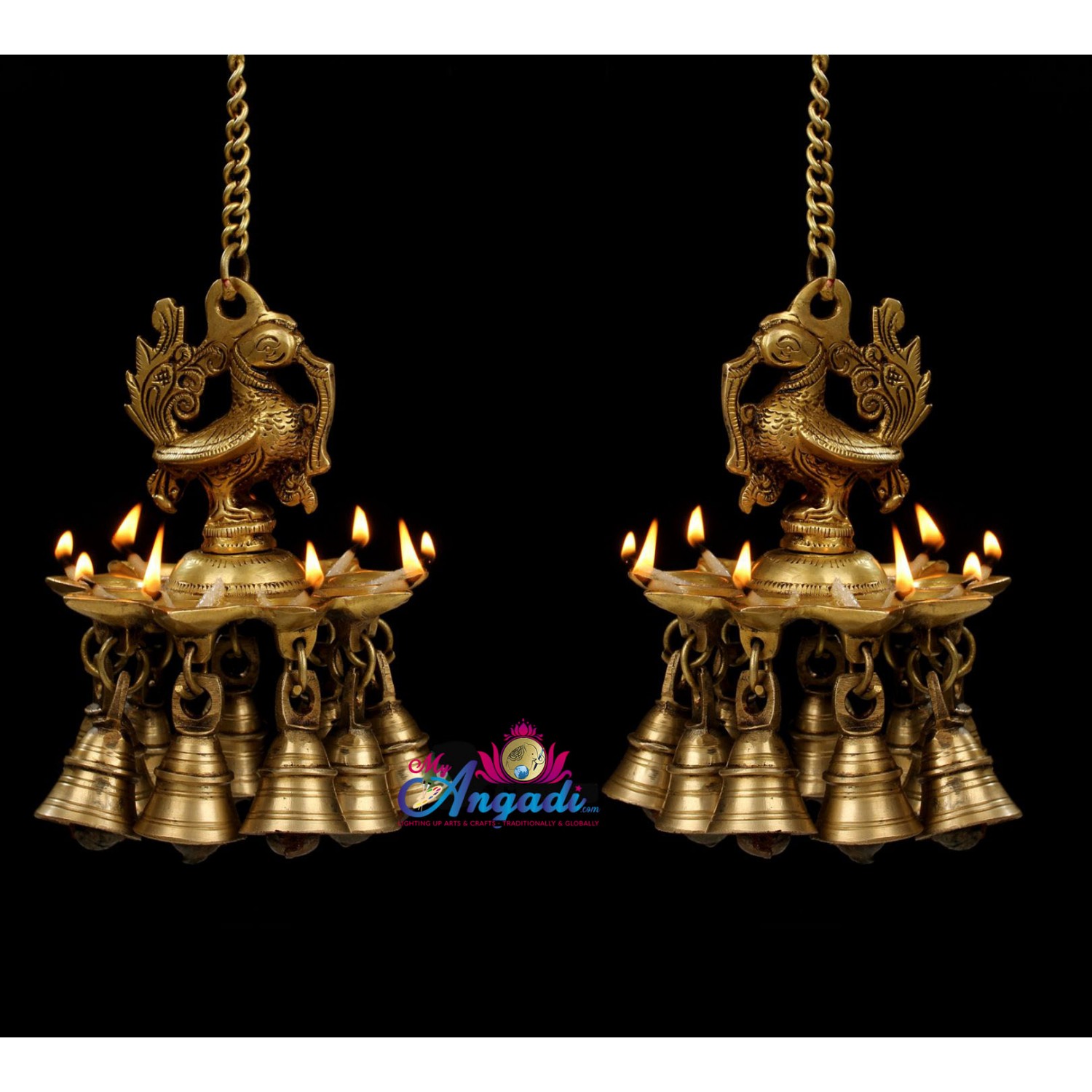 Bird Brass Hanging Deepam - MyAngadi.com
