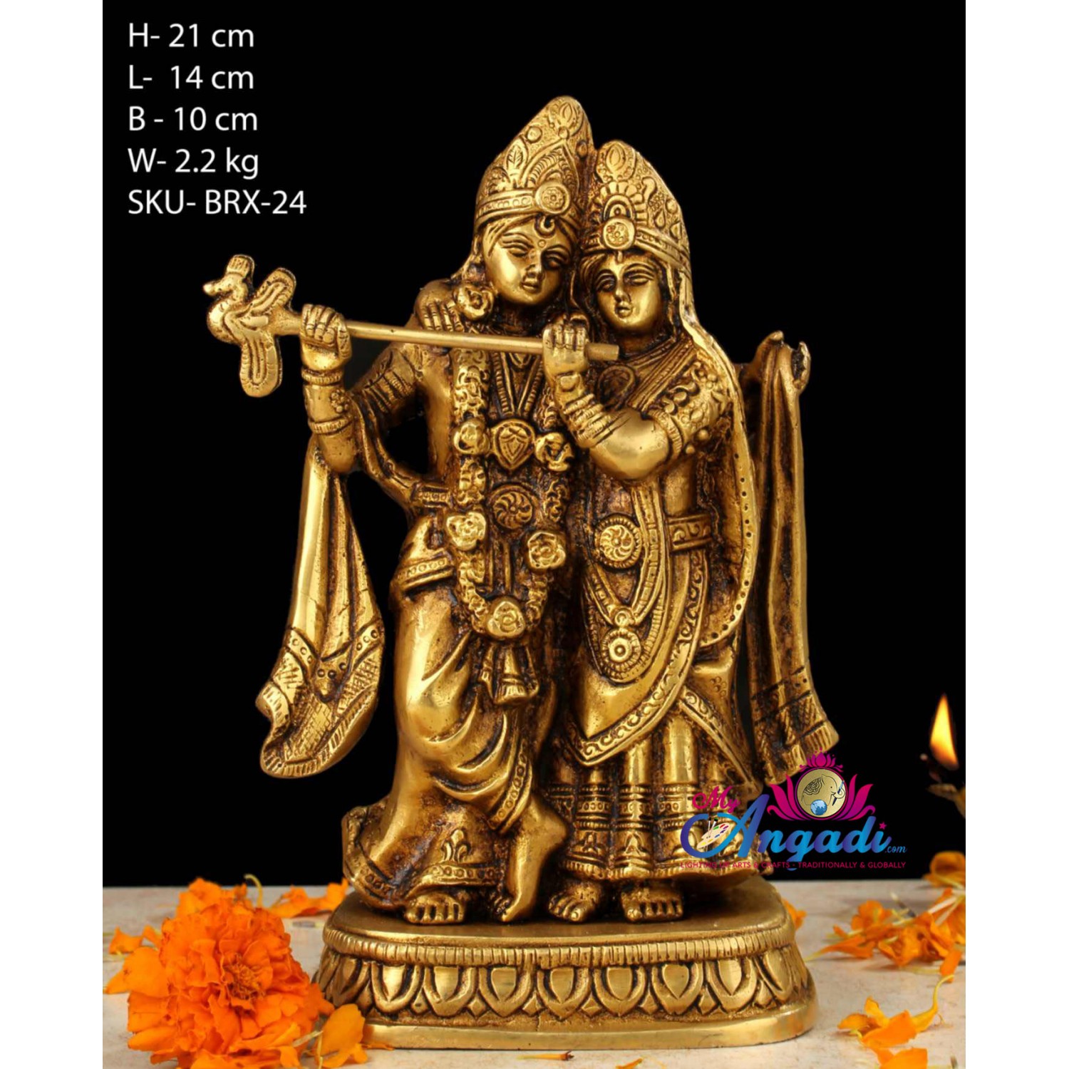 Radha Krishna Brass Statue- MyAngadi.com