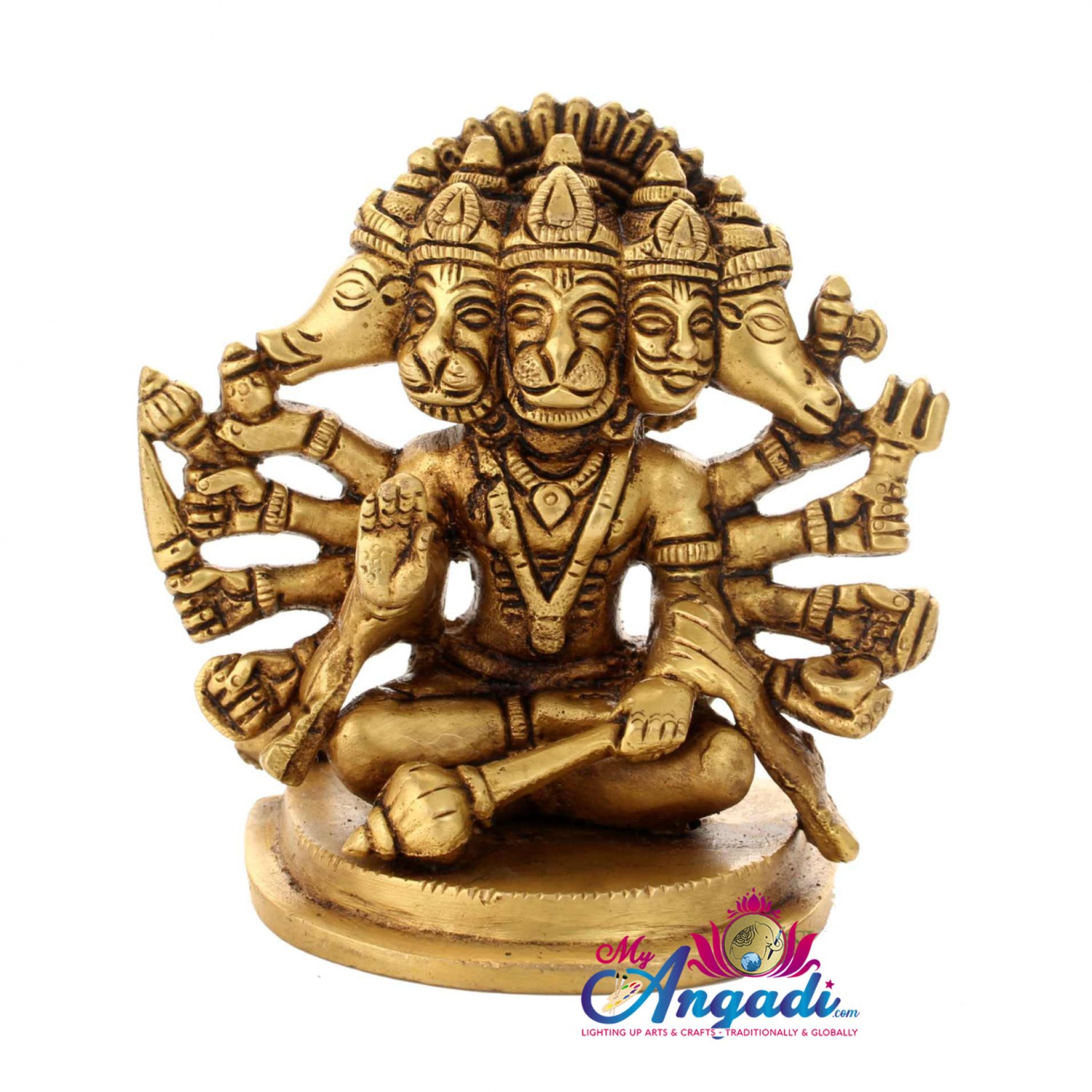 Panchamuga Anjaneya Brass Statue- MyAngadi.com