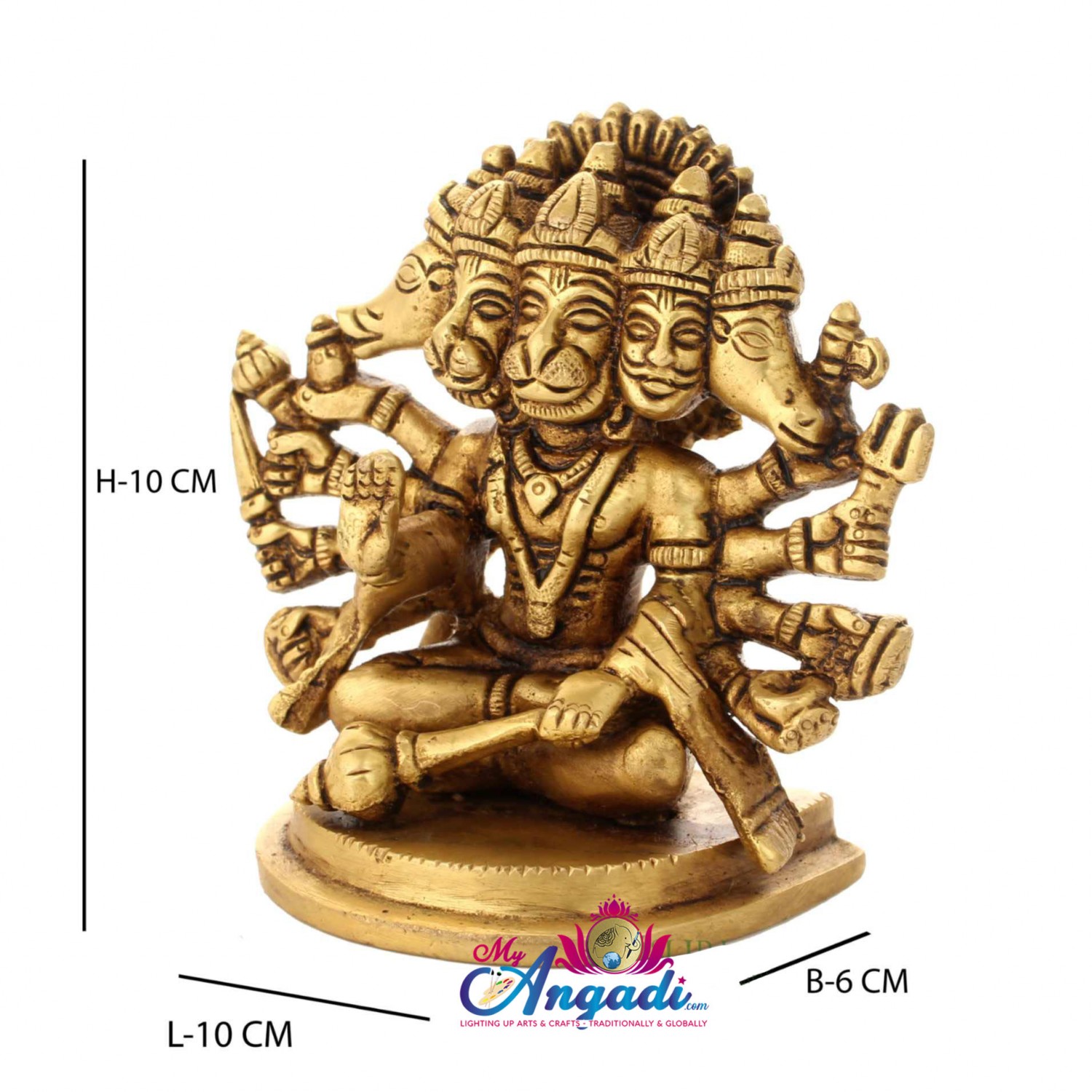 Panchamuga Anjaneya Brass Statue- MyAngadi.com