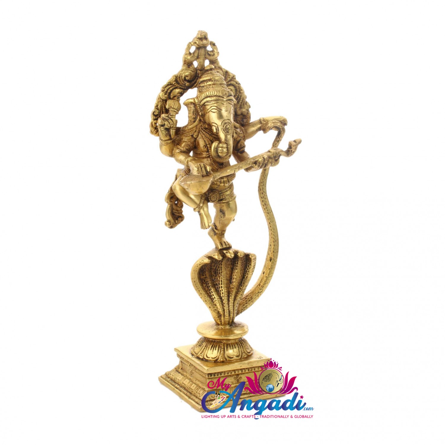 Ganesha Dancing On Snake Brass Statue - MyAngadi.com