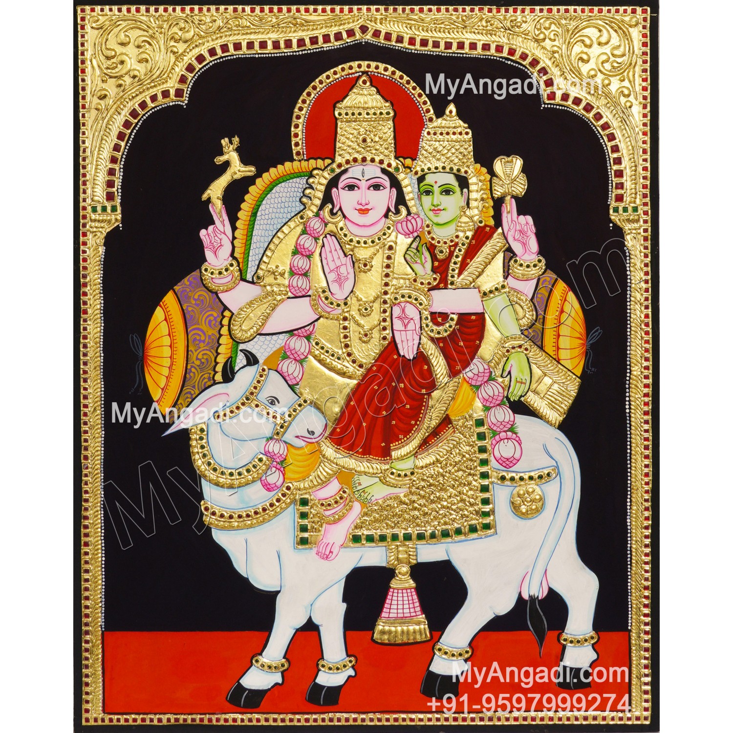 Pradhosham Sivan Parvathi Tanjore Painting