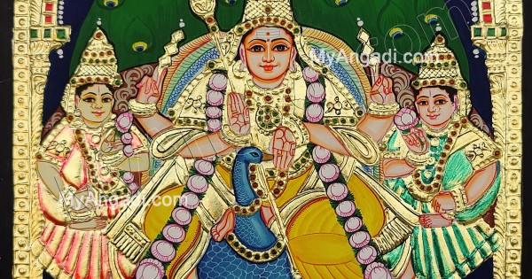 Murugan Valli Deivanai Tanjore Painting, Buy Murugan Valli Deivanai ...