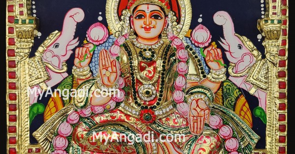Gaja Lakshmi 3D Embossed Tanjore Painting, Buy Gajalakshmi 3D Embossed ...