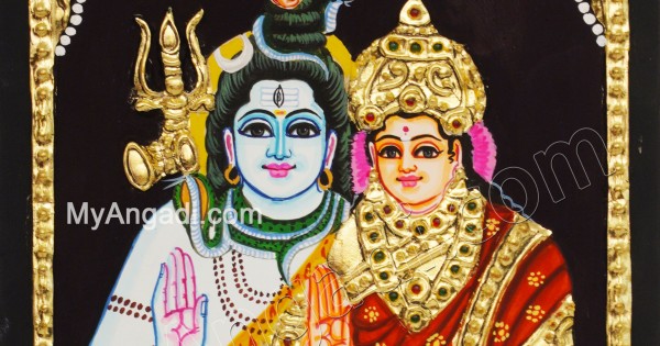 Shiva and Parvathi Devi Tanjore Paintings