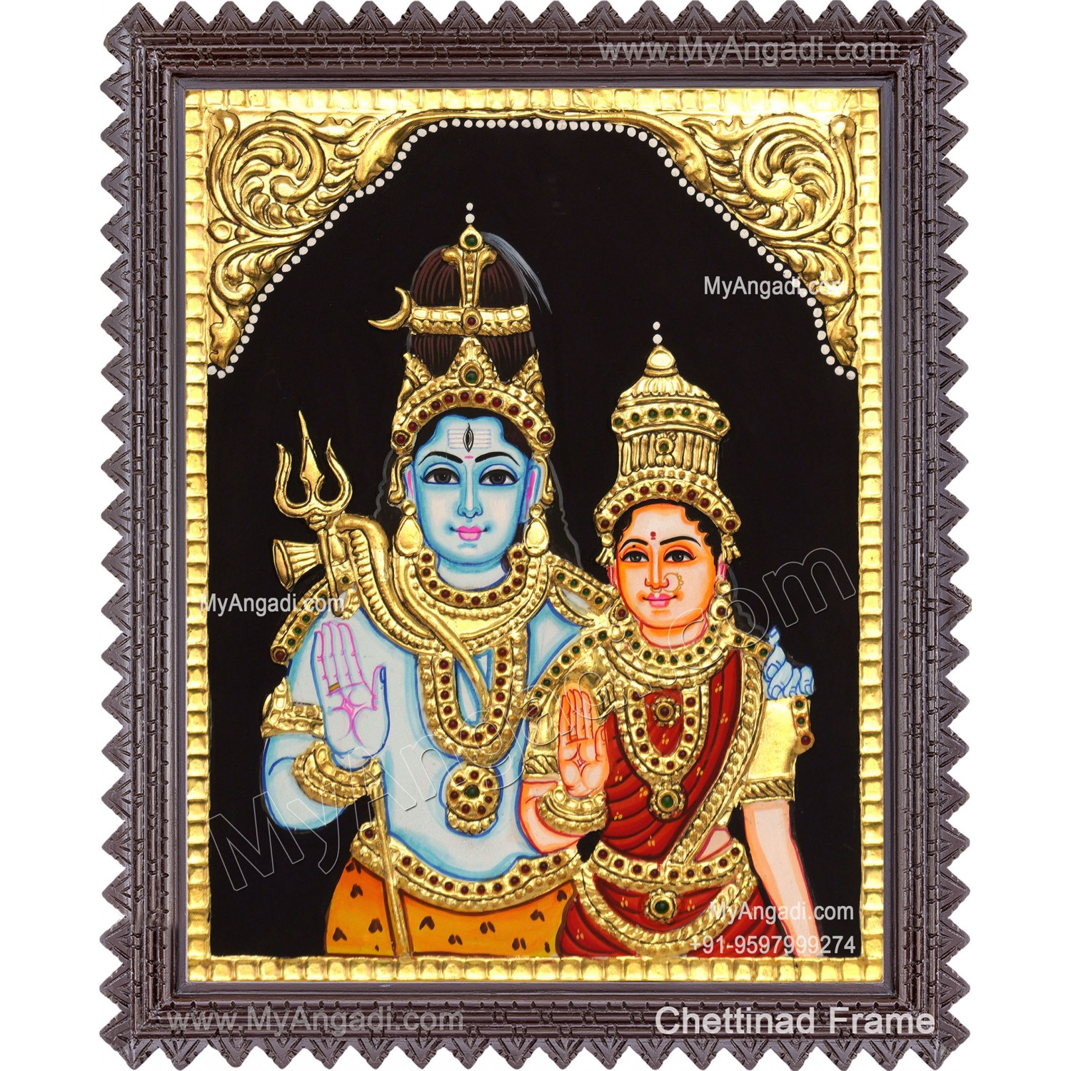 Shiva and Parvathi Devi Tanjore Paintings