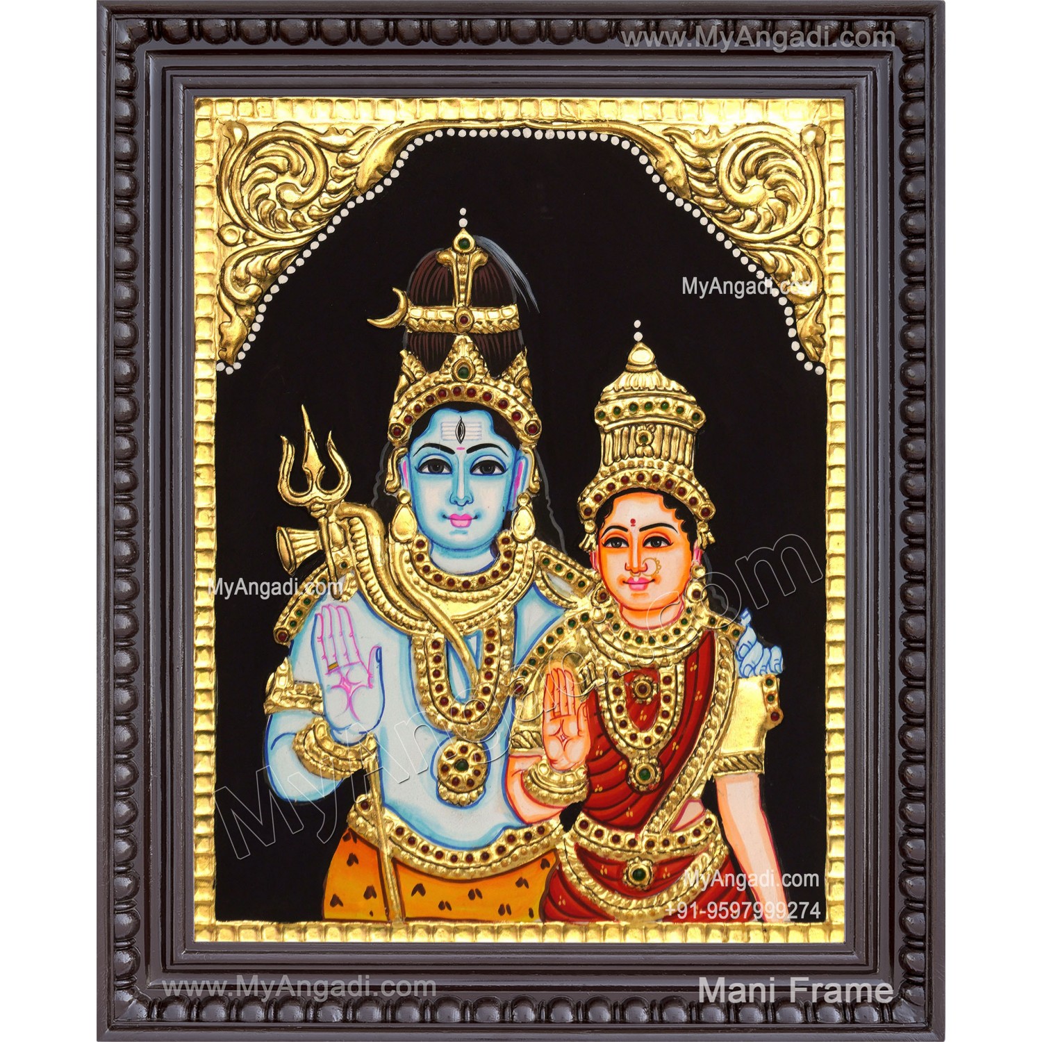 Shiva and Parvathi Devi Tanjore Paintings