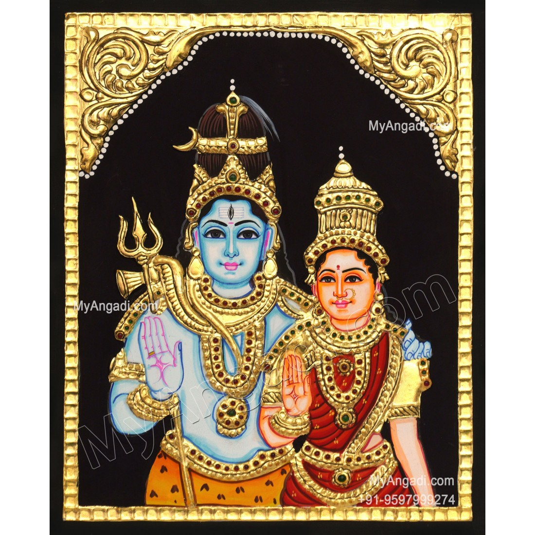 Shiva and Parvathi Devi Tanjore Paintings