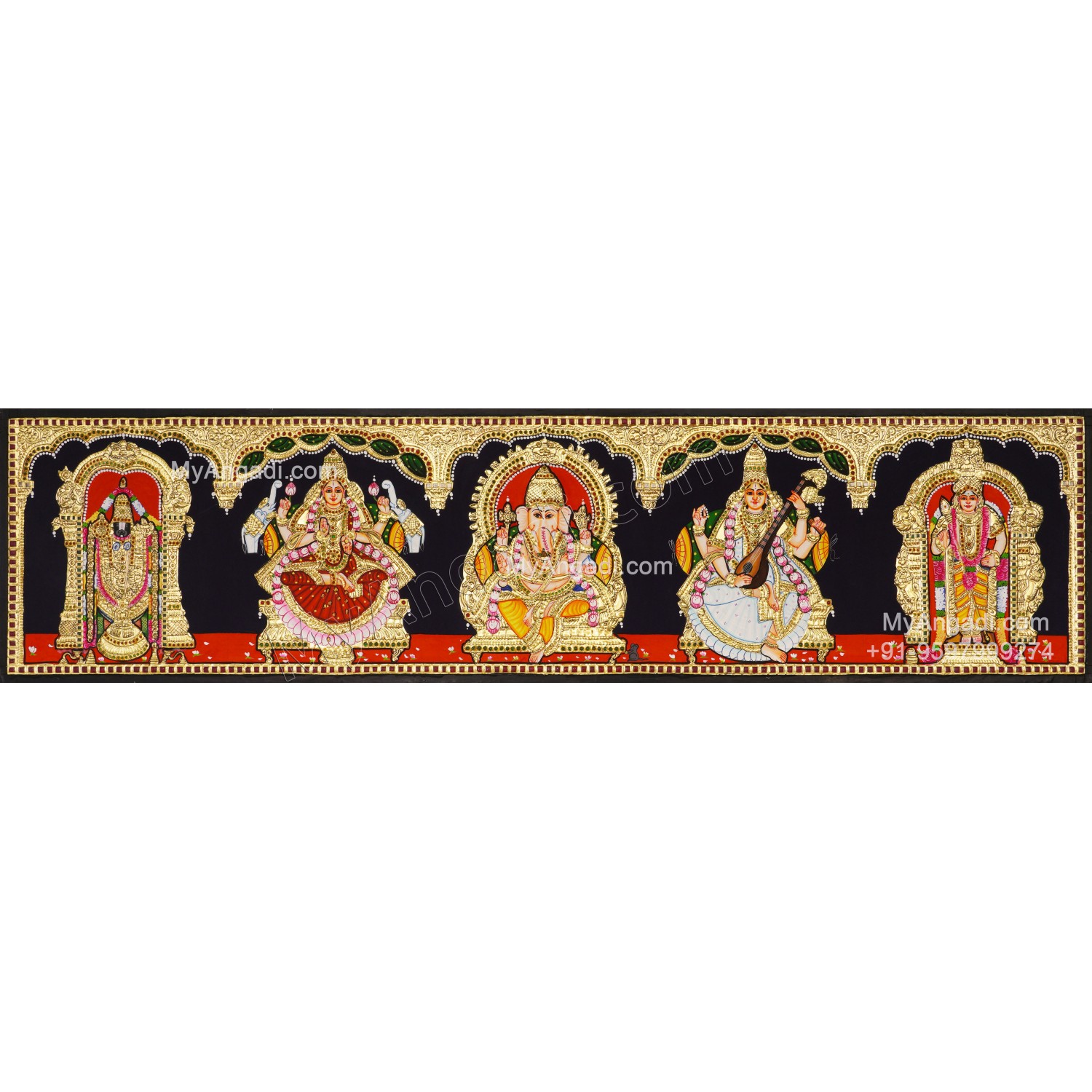 Panel Balaji Lakshmi Murugan Ganesha Saraswathi Tanjore Painting ...