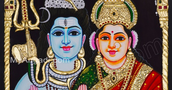 Sivan Parvathi Tanjore Painting