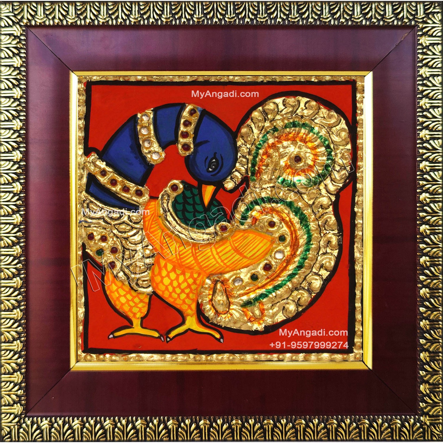 Small Peacock Tanjore Paintings
