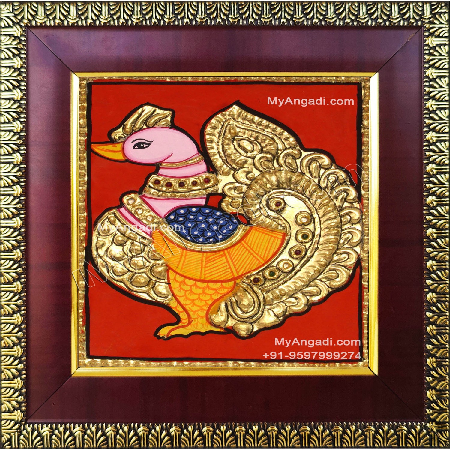 Small Peacock Tanjore Paintings