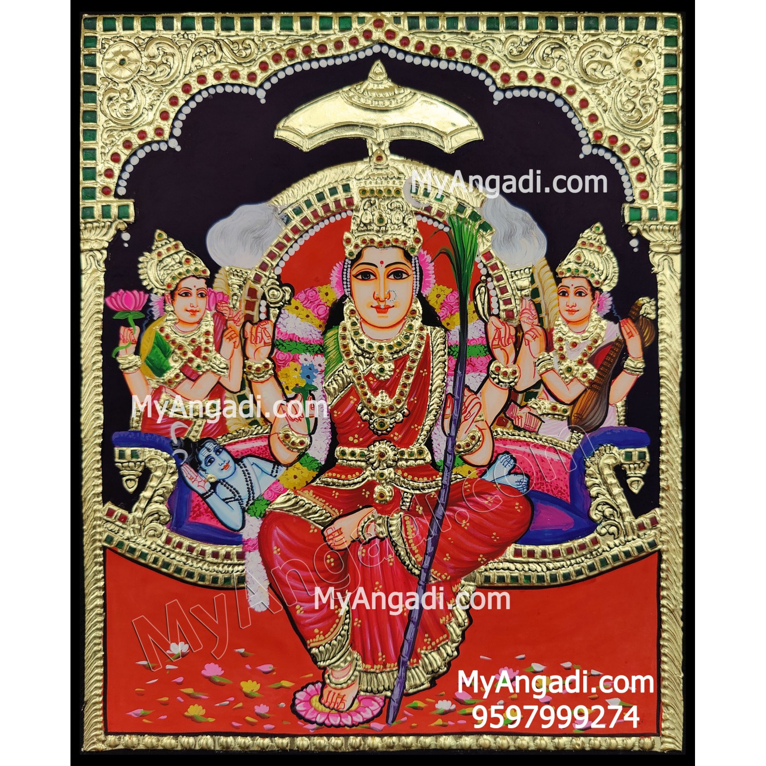 Raja Rajehswari Tanjore Painting
