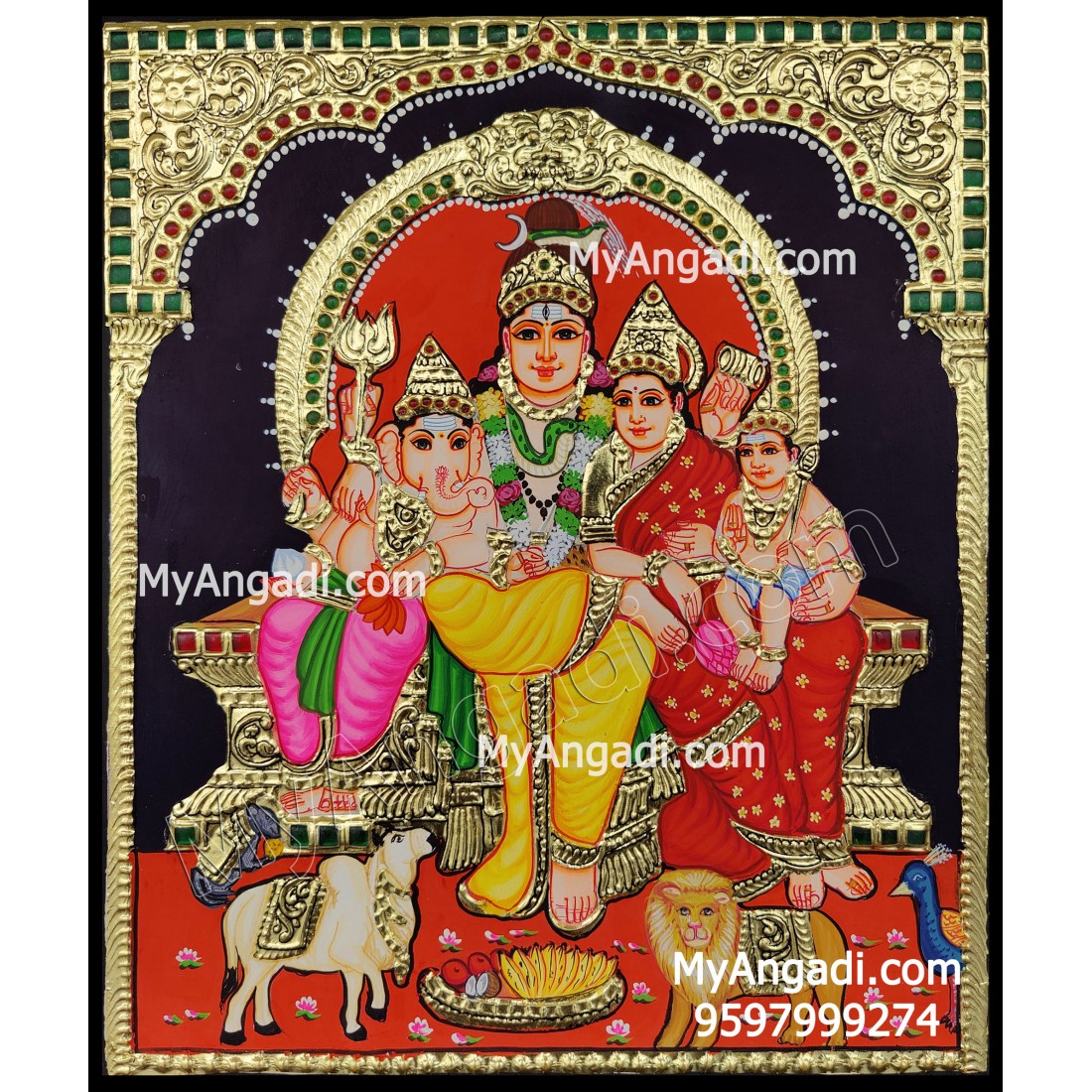 Shiva Family Tanjore Painting