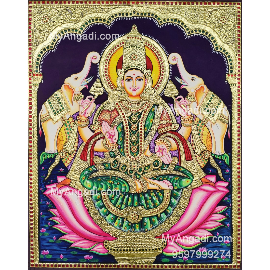 Gajalakshmi Tanjore Painting