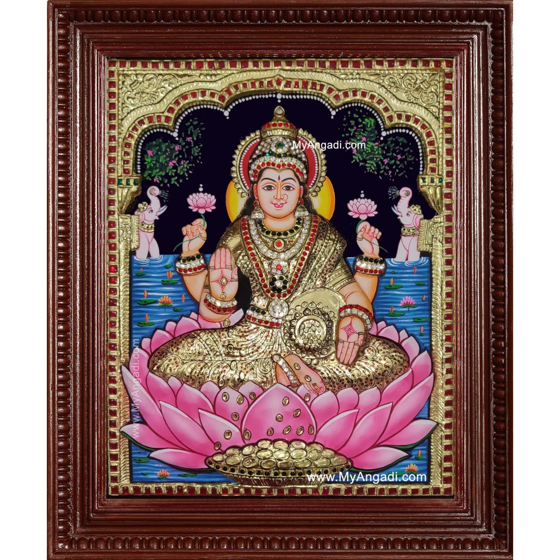 Gaja Lakshmi 3D Embossed Tanjore Painting, Buy Gajalakshmi 3D Embossed ...