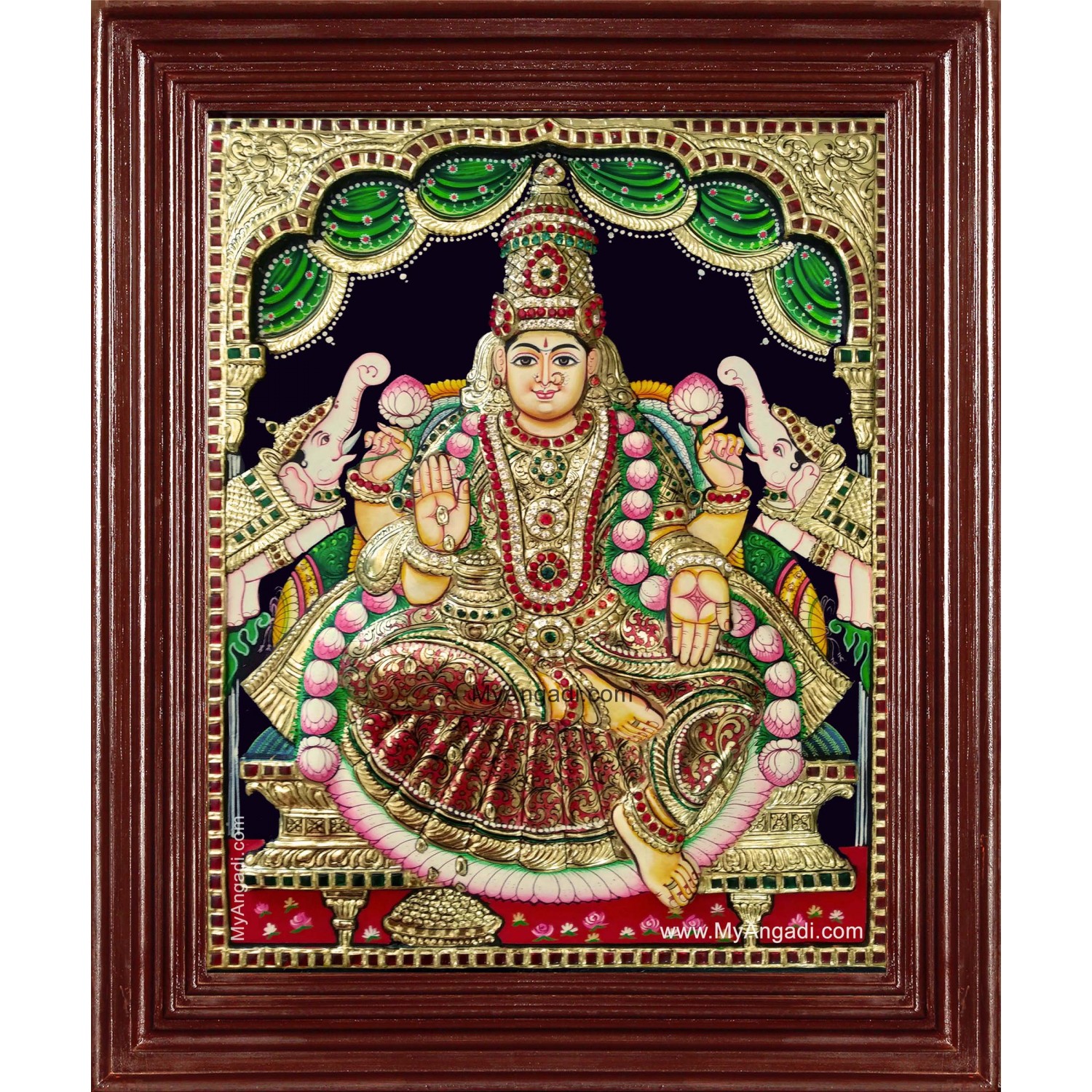 Shri Gaja Lakshmi 3d Embossed Tanjore Painting - Buy Tanjore Paintings ...