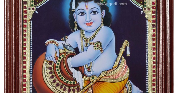 Krishna Butter Pot Tanjore Paintings Online, Krishna Butter Pot Tanjore ...