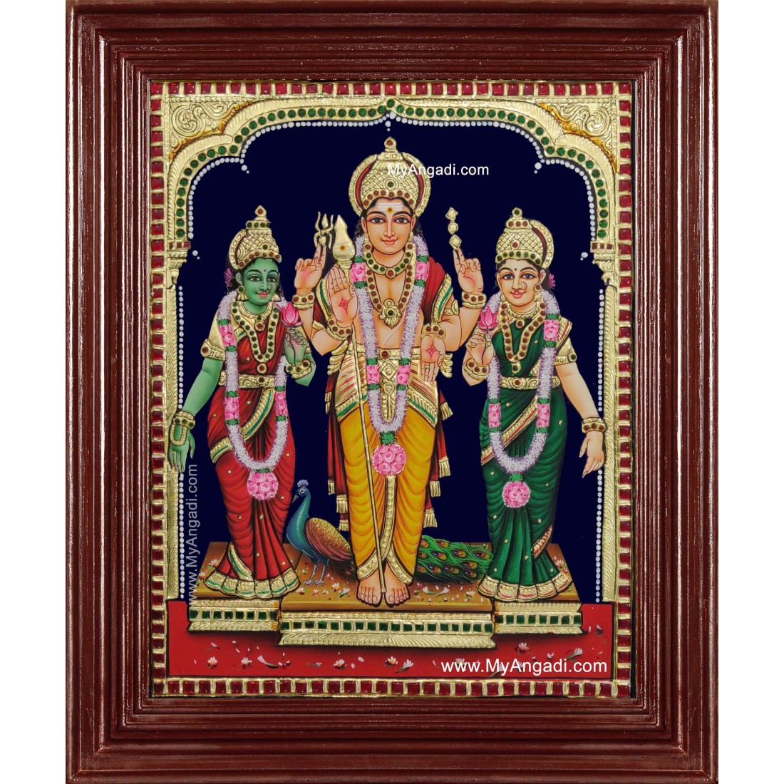 Murugan Valli Devasena Tanjore Painting, Buy Murugan Valli Devasena ...